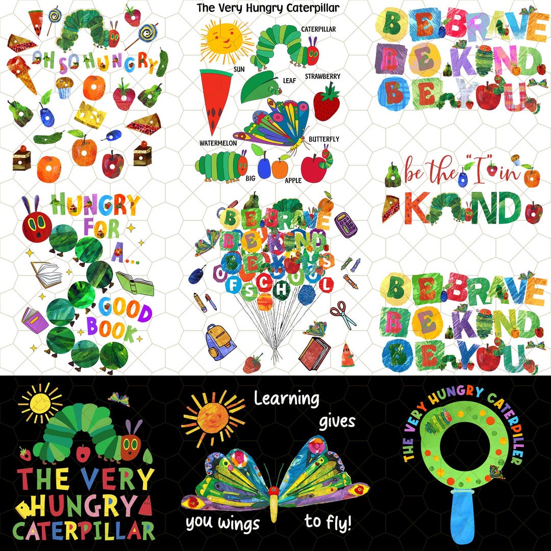 9 PNG Hungry Caterpillar Bundle, Teacher Png, Back to School Png, Book ...