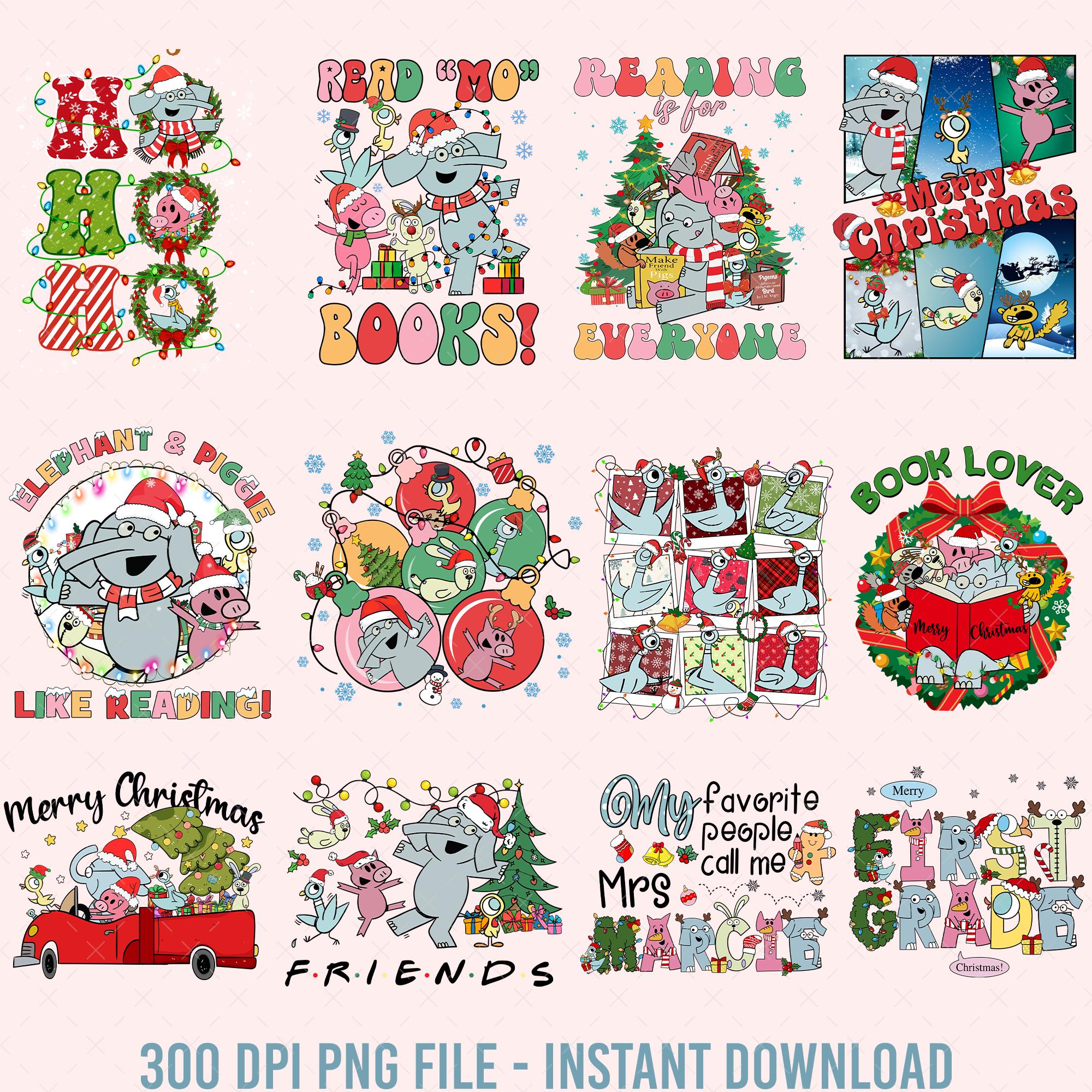Merry Christmas Elephant and Piggie PNG Bundle, Elephant Piggie Png ...
