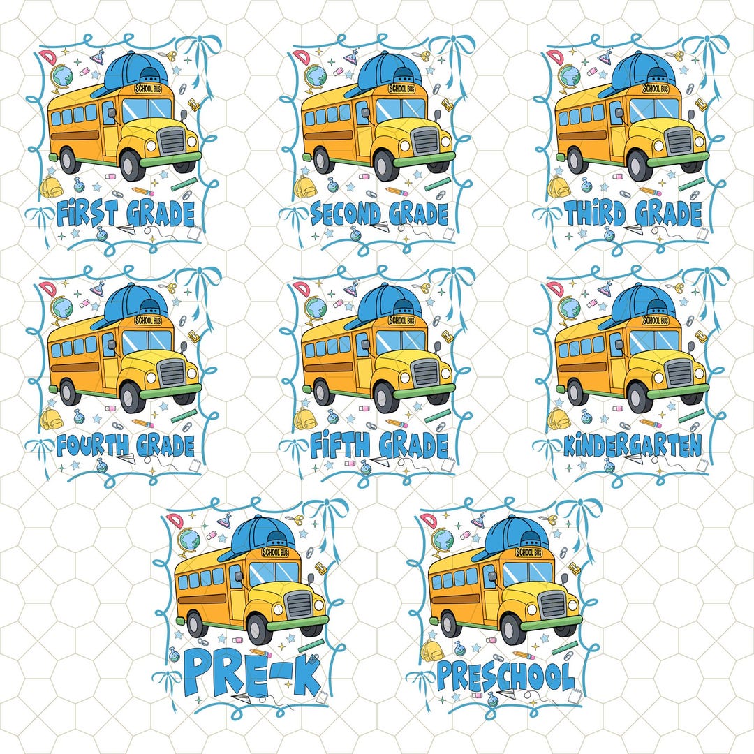 Custom School Bus Back to School for Boys Bundle Png, First Day of ...