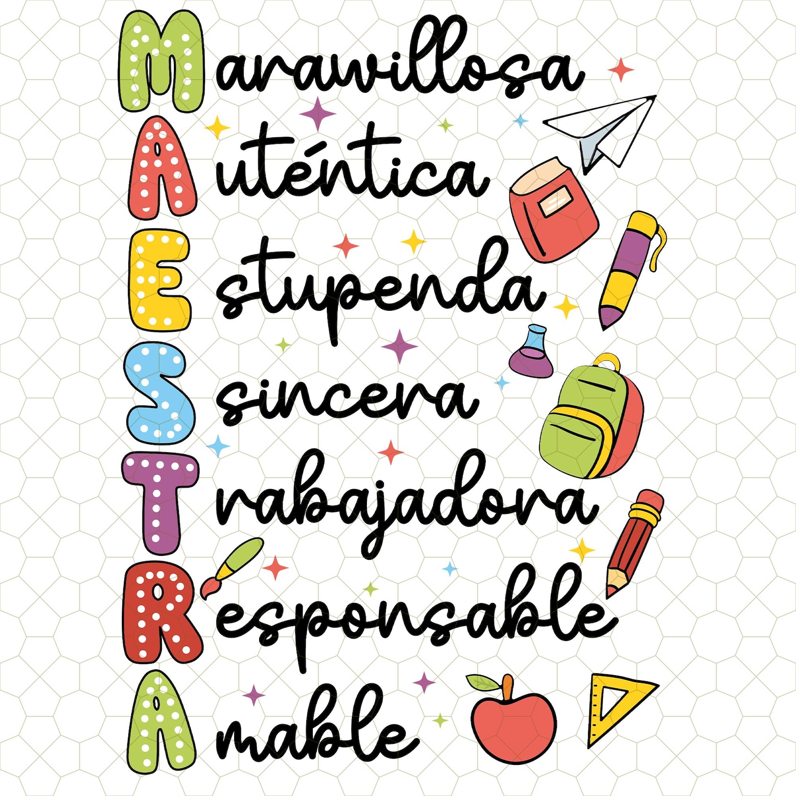 Retro Maestra Teacher's Day Png, Retro Maestra Word Png, Maestra ...