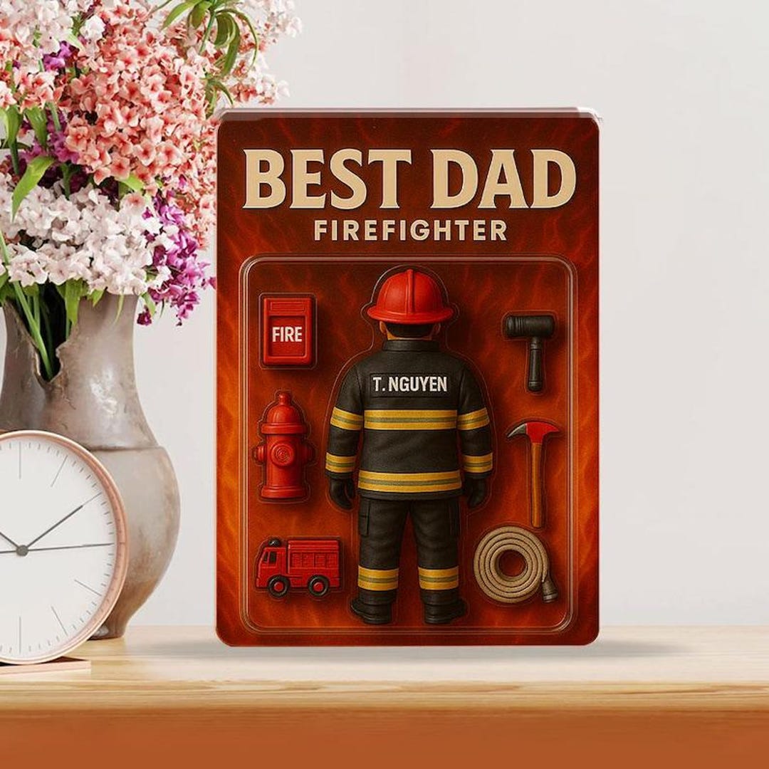 Best Dad Firefighter Personalized Acrylic Block - Custom Gift for ...