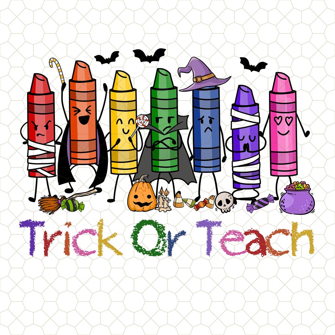 Spooky Crayon Halloween Teacher Trick or Teach Png, Funny Teacher ...