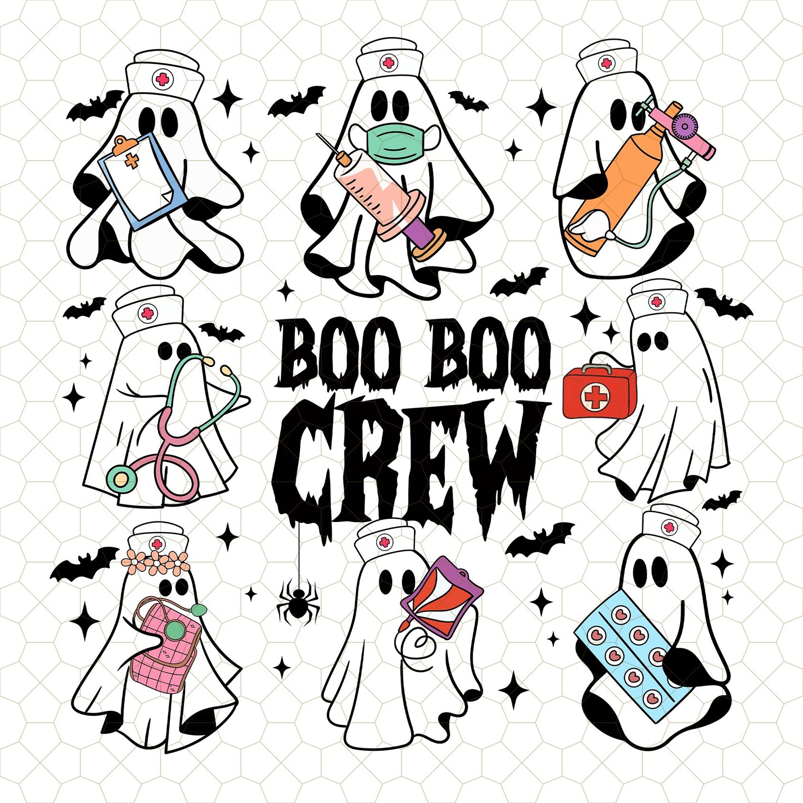 Boo Boo Crew Spooky Nurse Halloween Png, Ghost Nurse Png, Funny Nurse ...