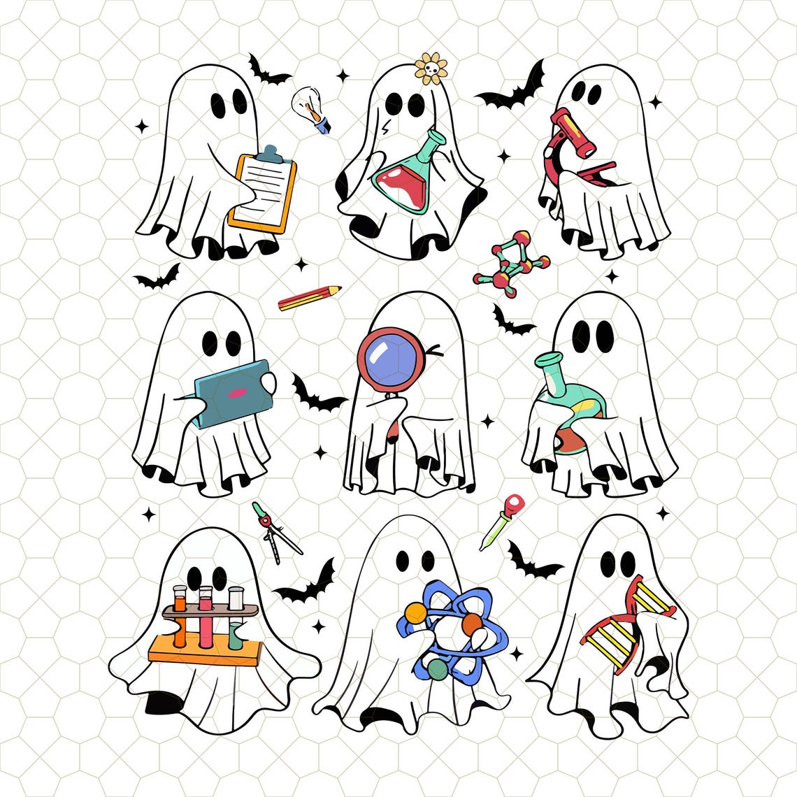 Spooky Science Teacher Halloween Png, Spooky Ghost Science Teacher Png ...