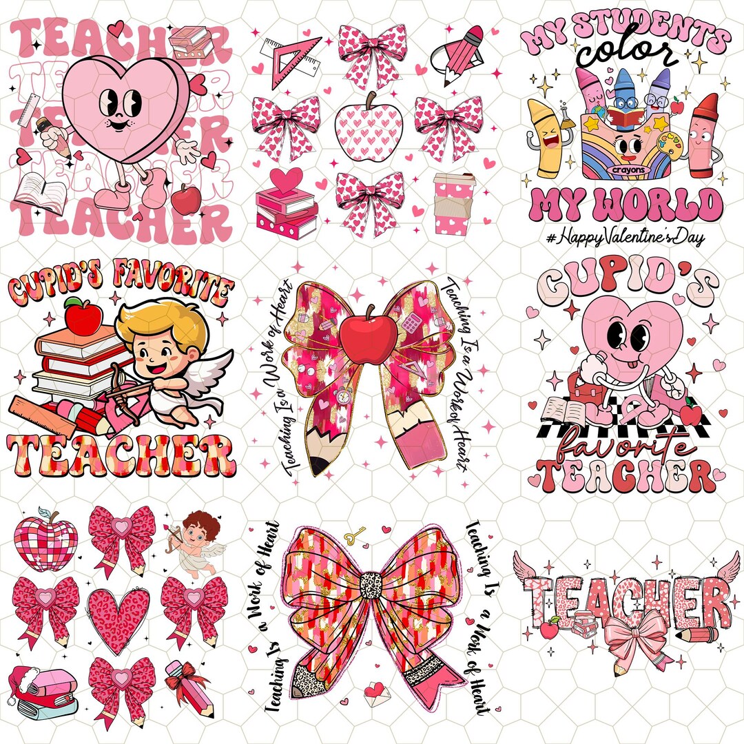Teacher Valentine Bundle Png, Valentine Teacher Heart Pencil Png ...