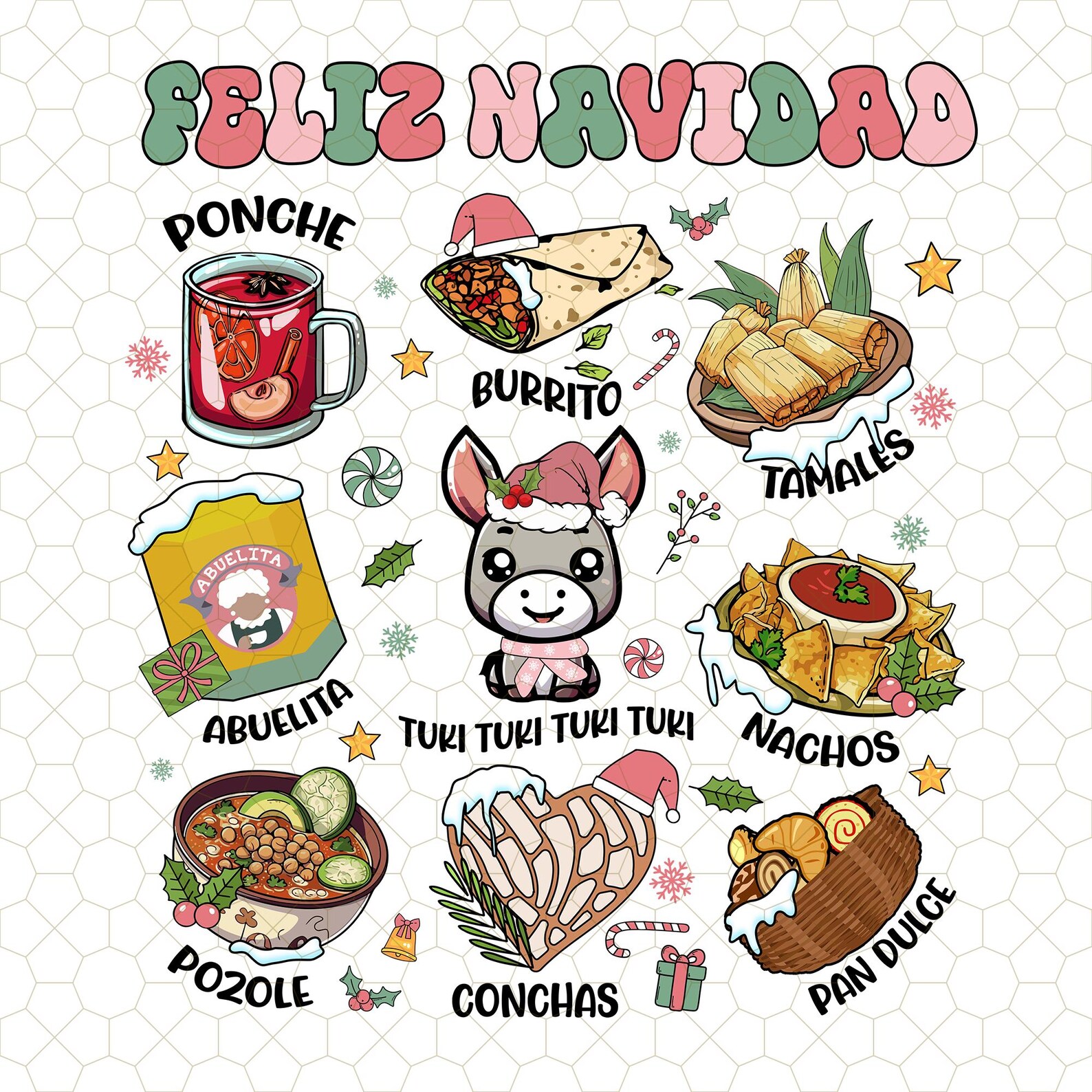 Feliz Navidad Mexican Conchas Png,christmas Pan Dulce Bundle, Feliz ...