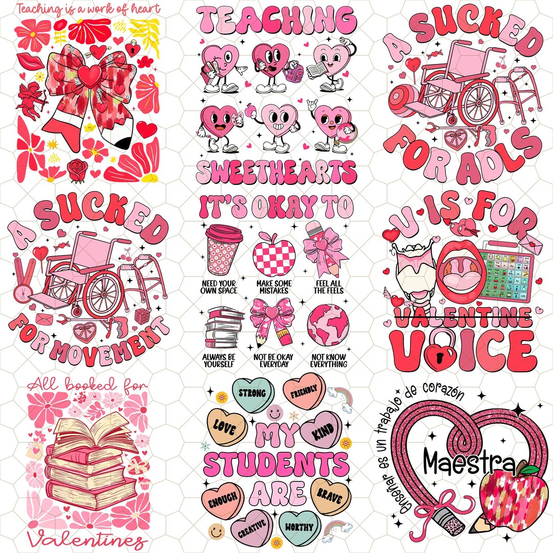Teacher Valentine Png Bundle, Teacher Coquette Png, Valentine Day Png ...