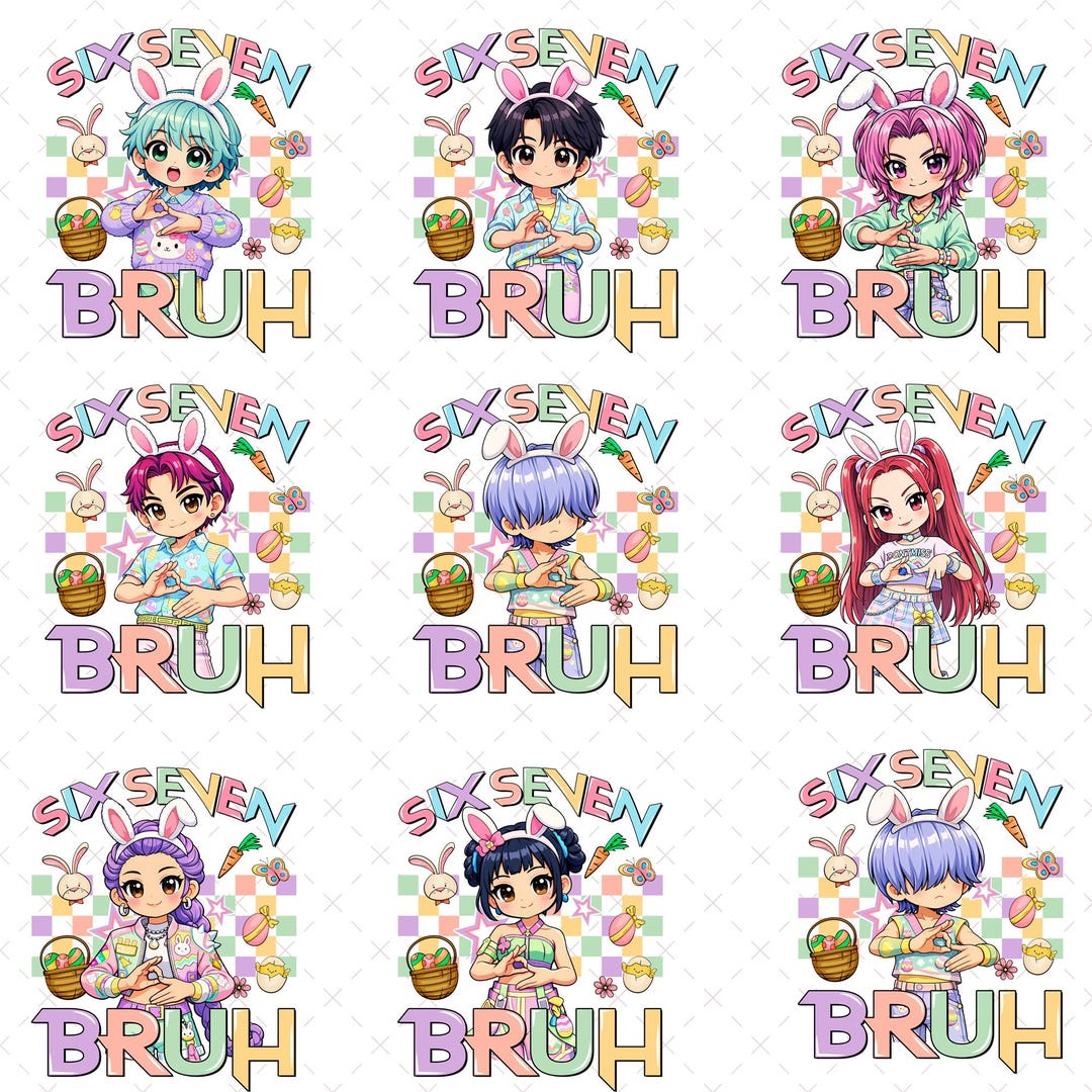 Six Seven Bruh Easter Day Kpop Demon Hunter Png Bundle, Kpop Demon ...