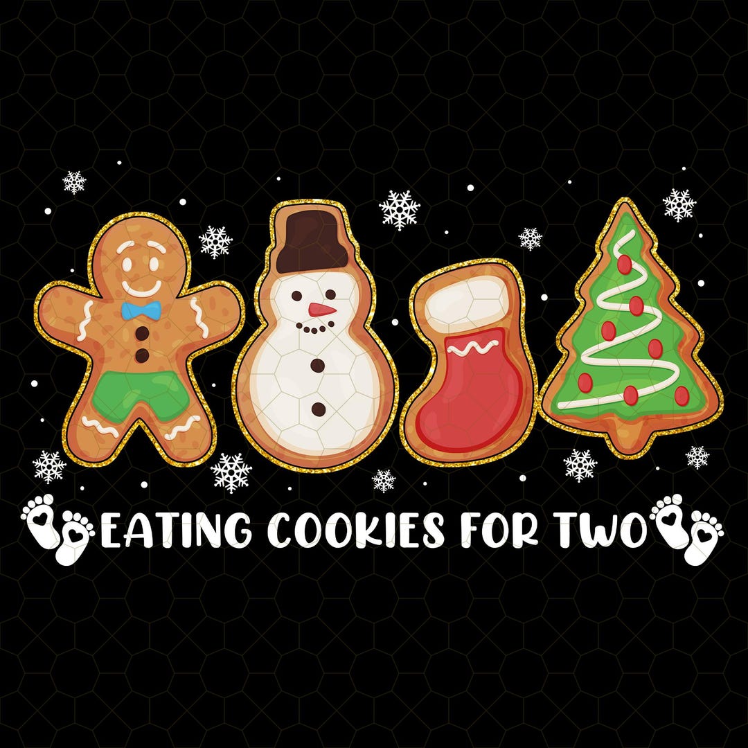 Eating Cookies for Two Pregnant Christmas Glitter Png, Pregnancy Reveal ...