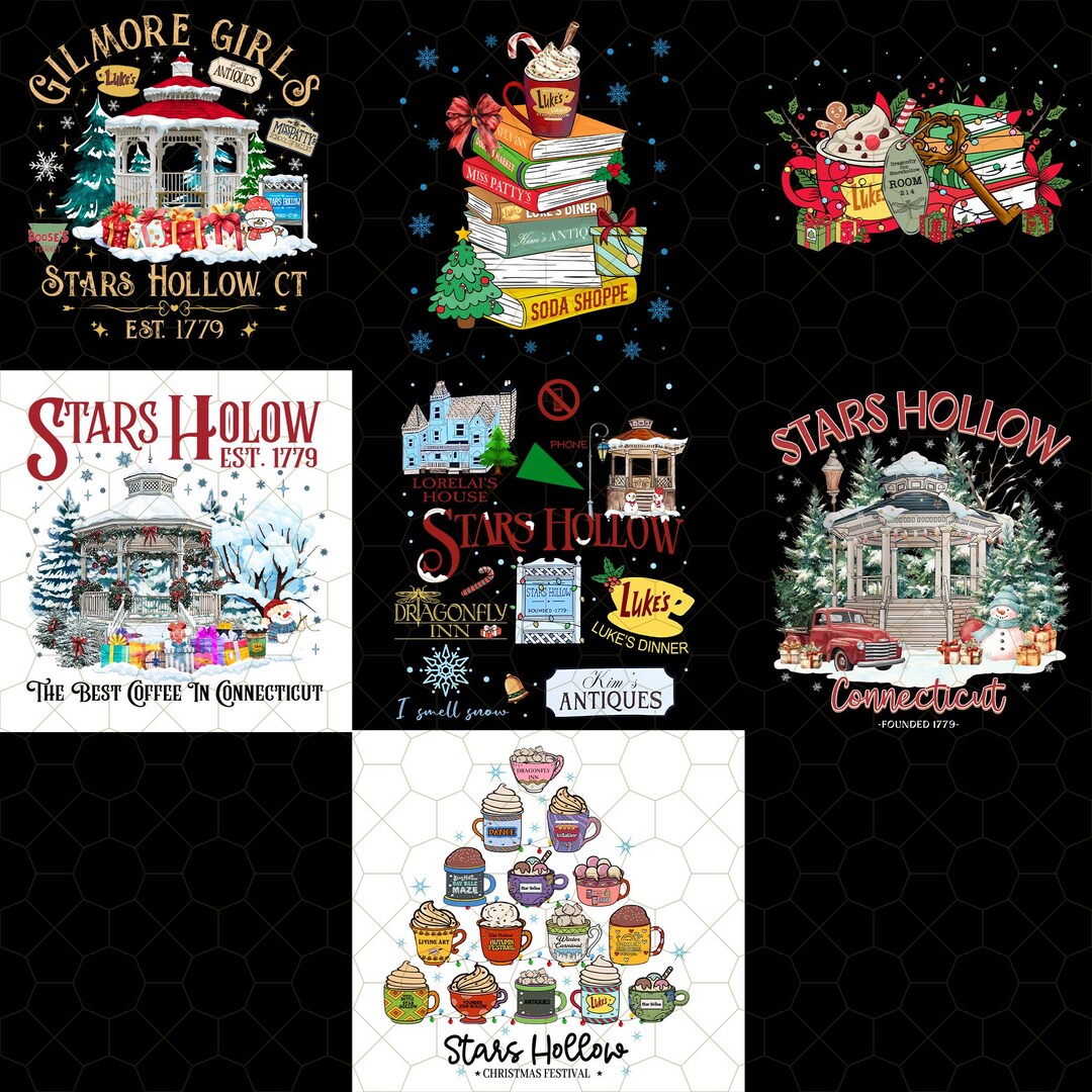 Stars Hollow Christmas PNG Bundle, Fall Book Stack PNG, Gilmor.e Girls ...