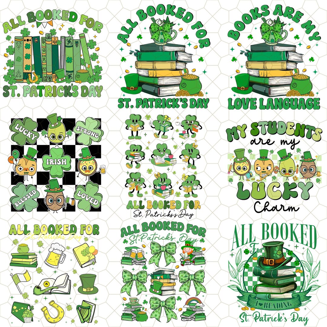 9+ Shamrock Reading Png Bundle , St Patricks Gift for Bookish,bookworm ...