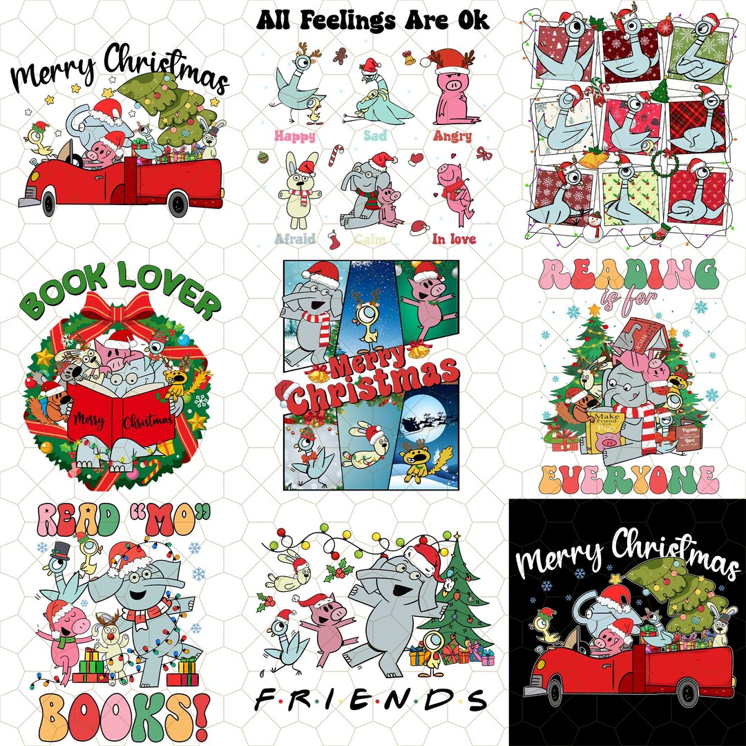 Merry Christmas Elephant and Piggie PNG Bundle, Elephant Piggie Png ...