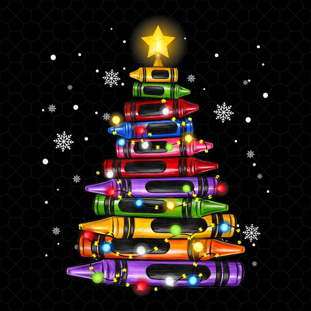 Crayon Christmas Tree Teacher Student Xmas Holiday PNG, Teacher ...