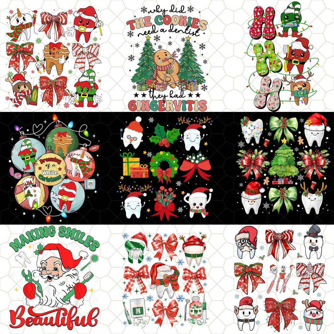 Dentist Christmas Png Bundle, Dental Squad Christmas Png, Cute Tooth ...