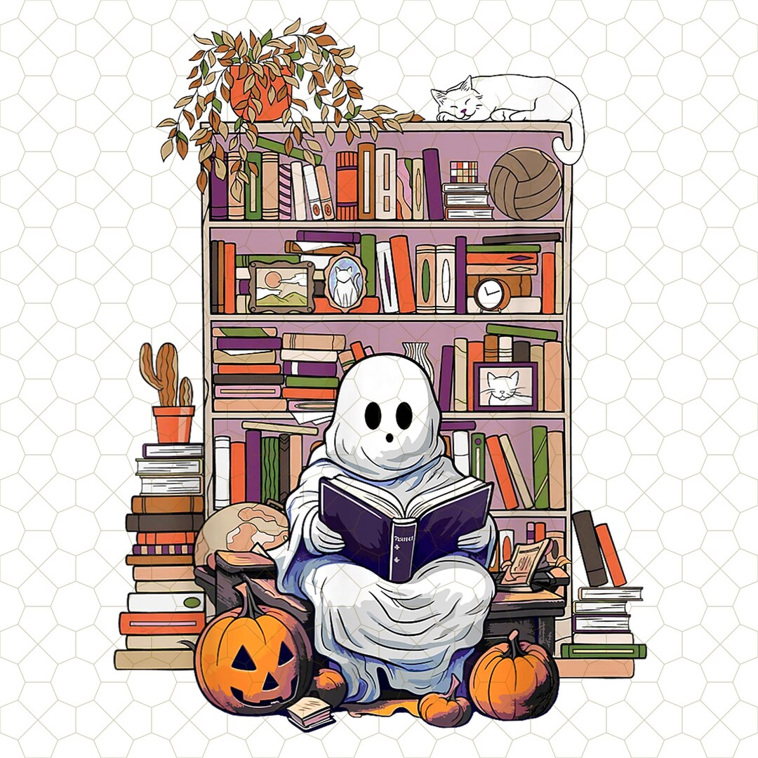 Ghost Books PNG, Teacher Halloween Png, Read More Boook Png, Librarian ...