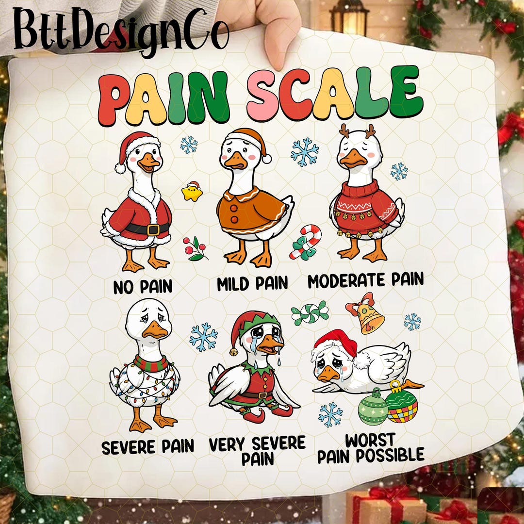 Painscale Goose Christmas Mental Health Png, Pain Scale Png, Christmas ...