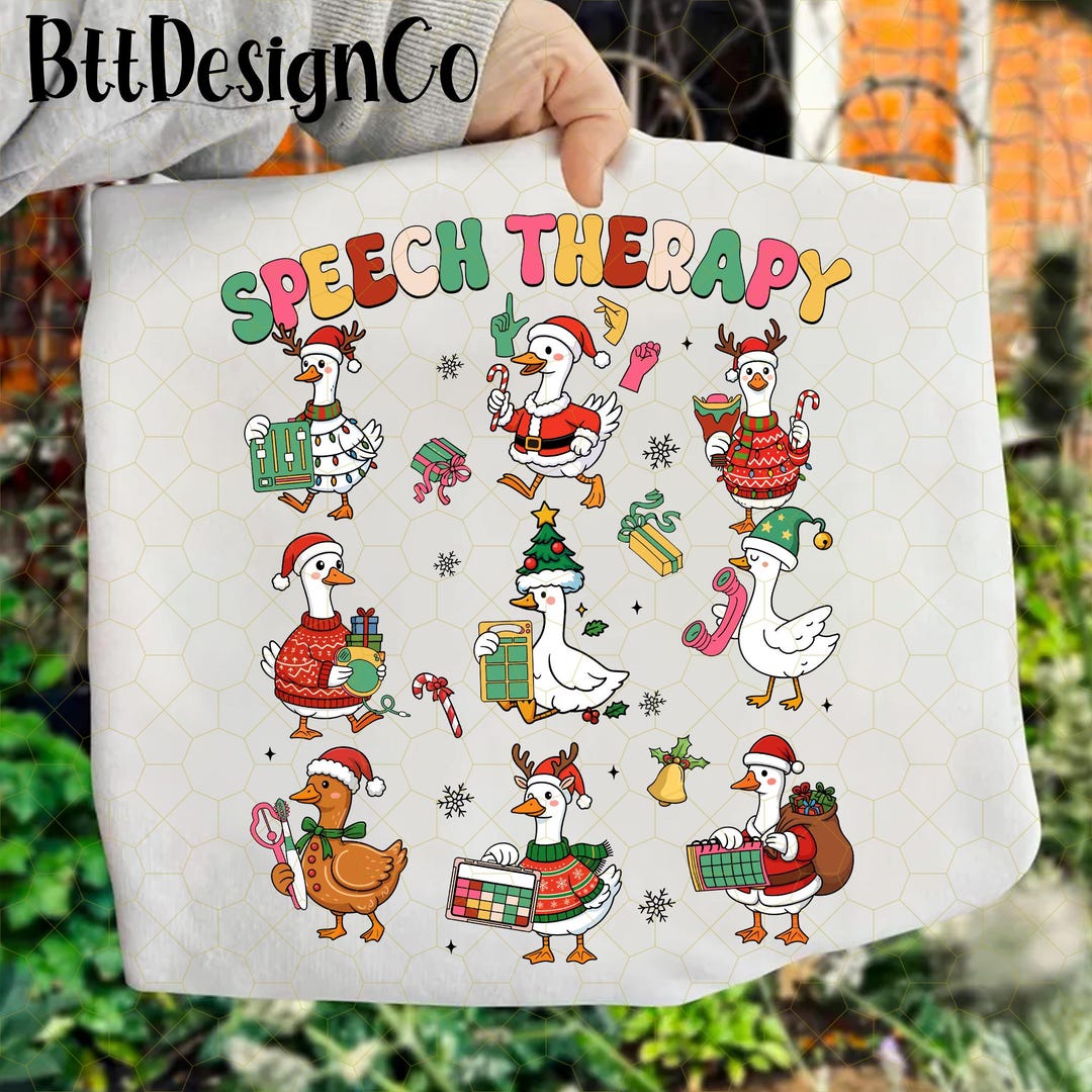 Retro Groovy Speech Therapy Christmas Goose SLP Squad Png, Speech ...