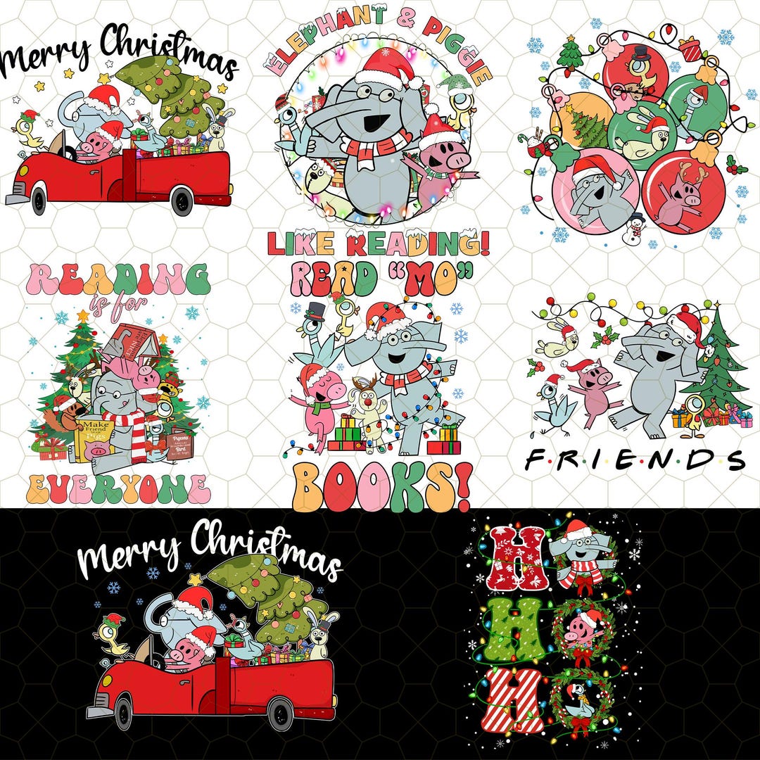Bundle Elephant and Piggie Christmas Bundle Png, I Still Read Book Png ...