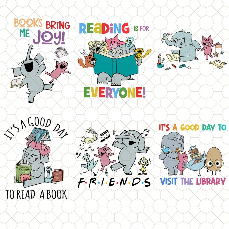 Bundle Elephant and Piggie Png, Back to School Png, First Day of School ...
