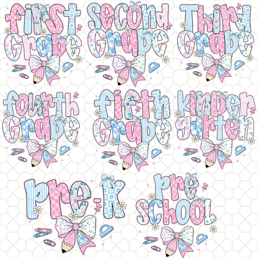 Preppy Back to School Bundle PNG, Coquette Teacher First Day of School ...