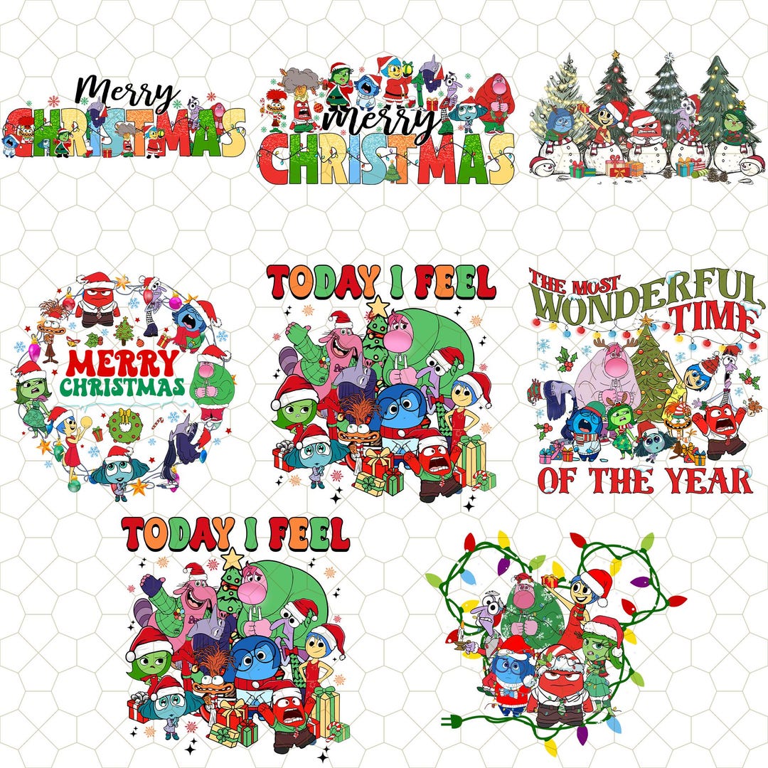 Merry Christmas Inside Out Bundle Png, Emotions Friends Merry Christmas ...