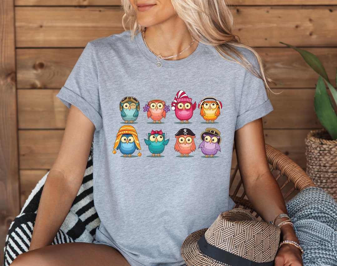 Cute Owls T-shirt, Adorable Owl Graphic Tee, Birdwatching Watcher T ...
