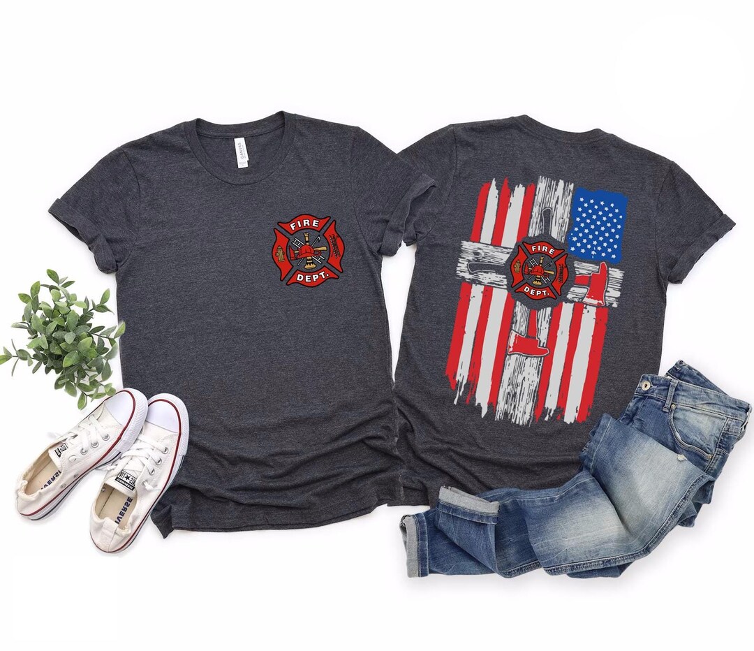 Fire Department Firefighter Gift USA Sweatshirt Patriotic Sweater Fire ...