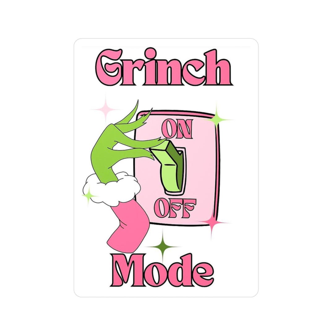 Grinch Mode Kiss-cut Vinyl Decal, Holiday Decal Sticker, Funny ...