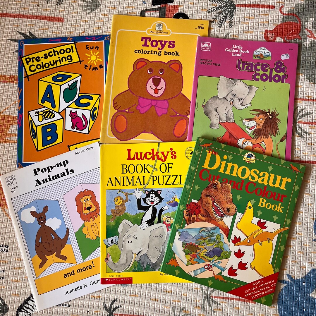 Vintage Bundle Colouring in Activity Books / Dinosaurs and Animals ...