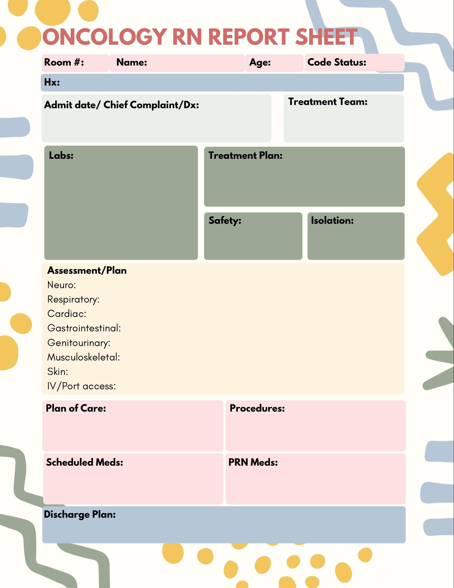 Beginner Nurse Aesthetic Report Sheet - Etsy