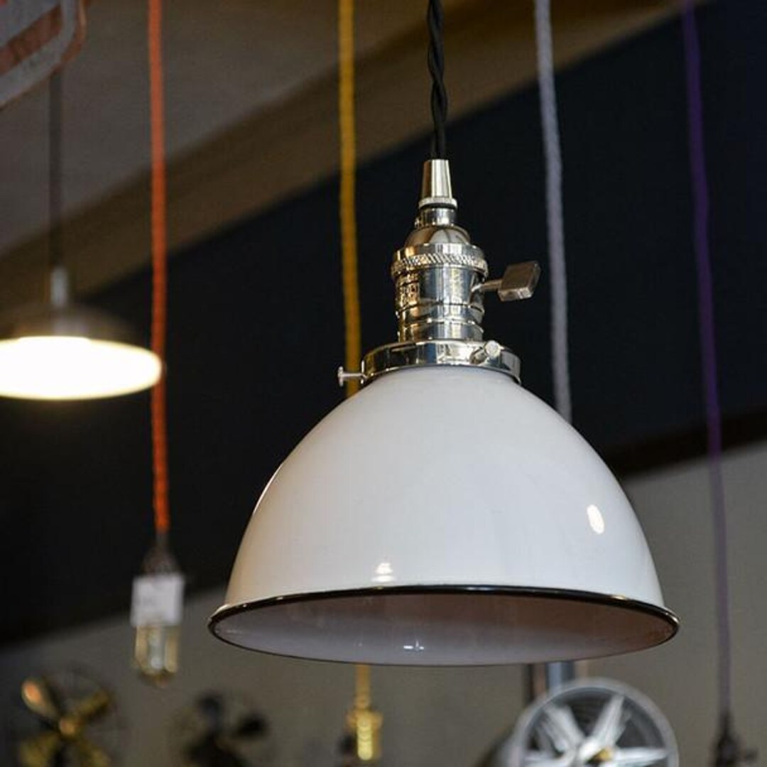 White Industrial 7 Dome Parlor Style Kitchen Pendant Lighting ...