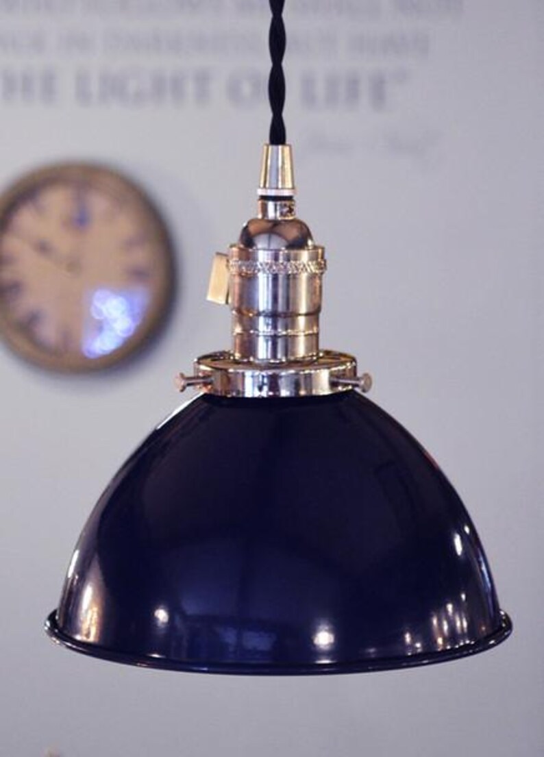 Blue Industrial 7 Dome Parlor Style Kitchen Pendant Lighting Industrial ...