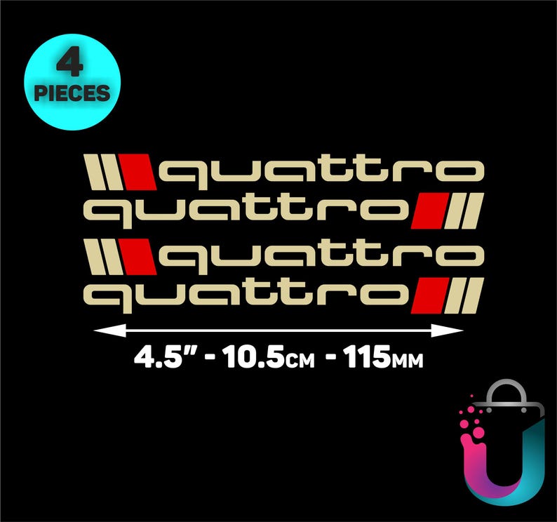 Audi Quattro Wheel Rims Alloy S-line 10cm Sticker Decal Logo 4p Fits A6 ...