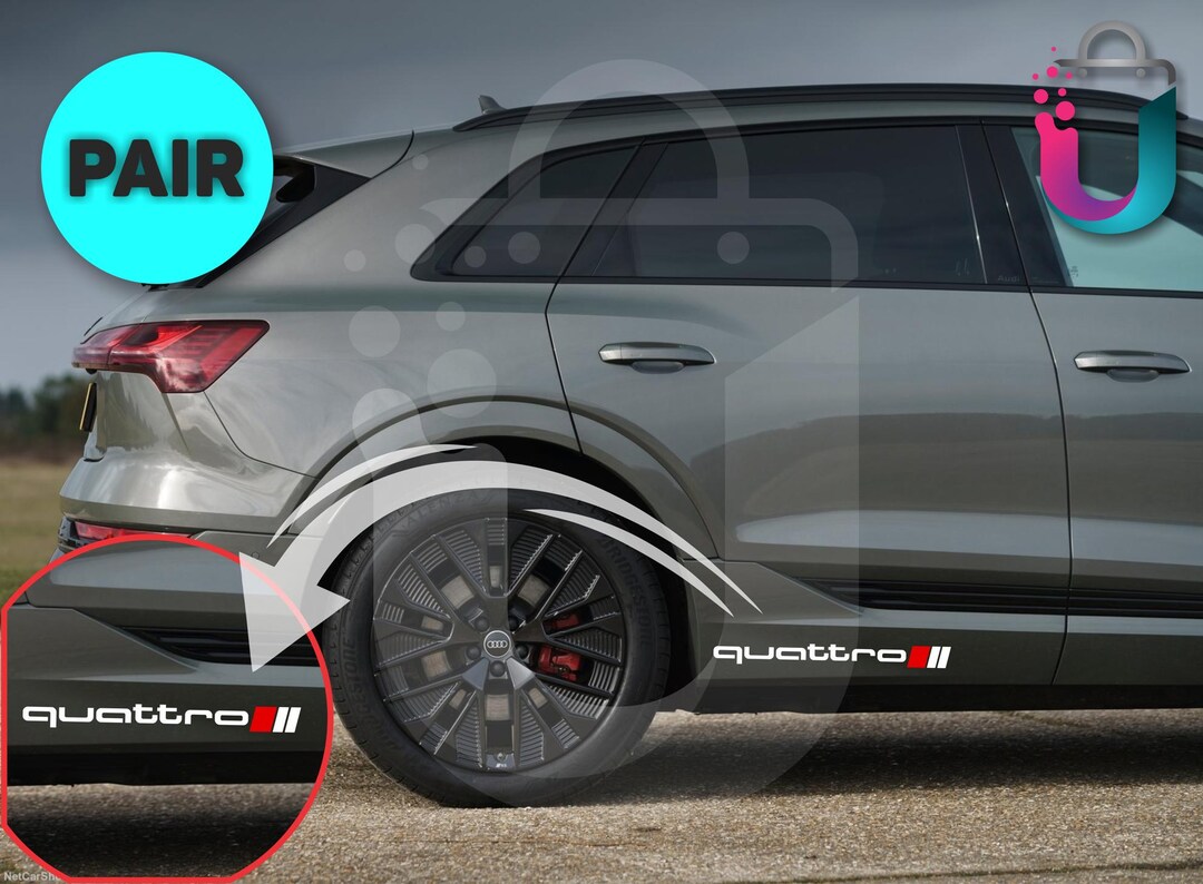Audi QUATTRO Racing Badge Sickers for Car Side, Side Skirt, Side Door ...