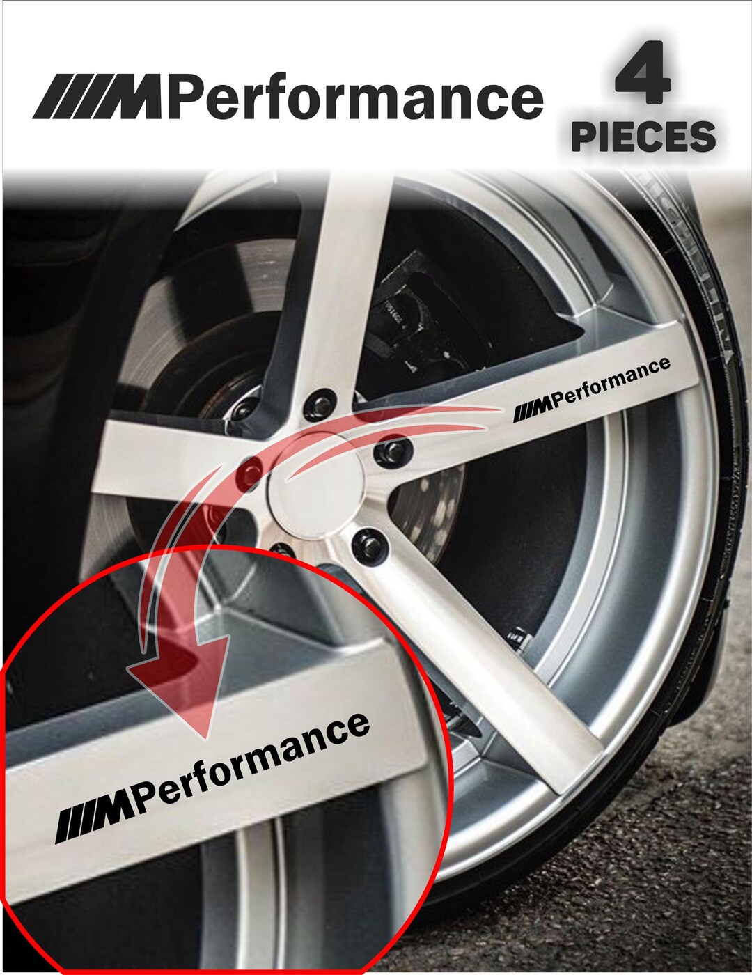 BMW M Performance 4" Decals 4p for Alloy Wheel Center Cap, Rim, Sticker Emblem Graphic Stickers ...