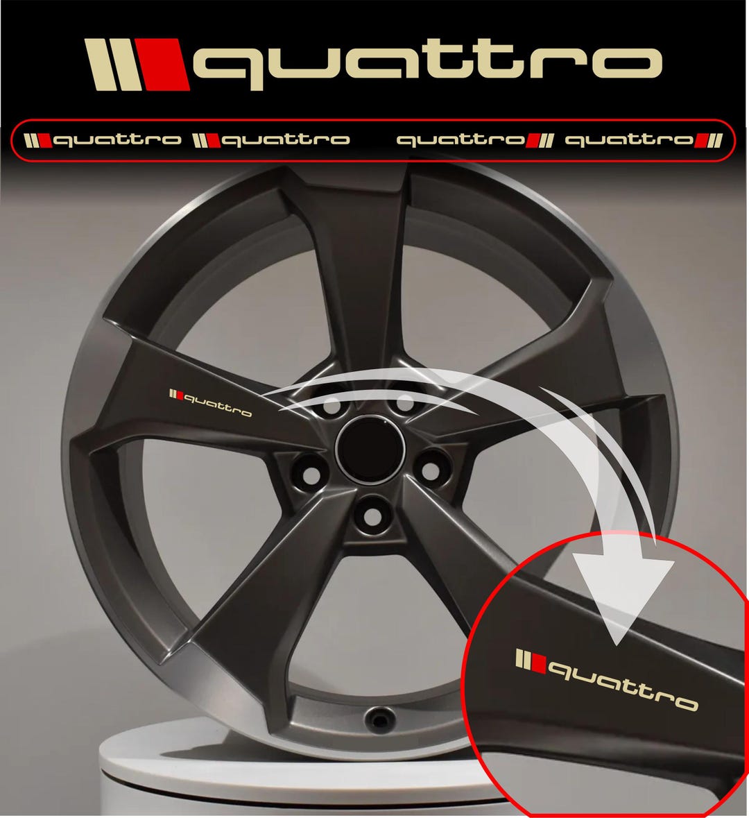 Audi Quattro Wheel Rims Alloy S-line 10cm Sticker Decal Logo 4p Fits A6 ...