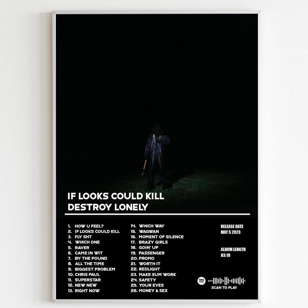 If Looks Could Kill Destroy Lonely Album Cover Poster Music Wall Art ...