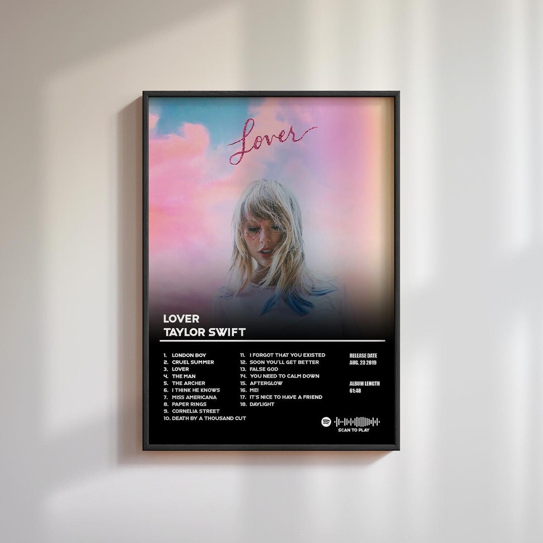 Taylor Swift Lover Minimalistic Album Cover Poster Music Wall Art ...