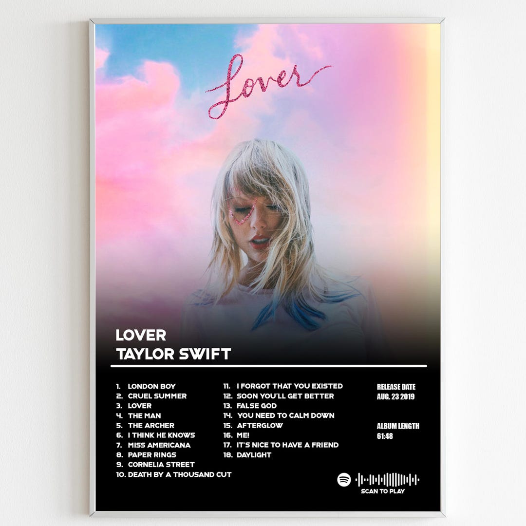 Taylor Swift Lover Minimalistic Album Cover Poster Music Wall Art ...