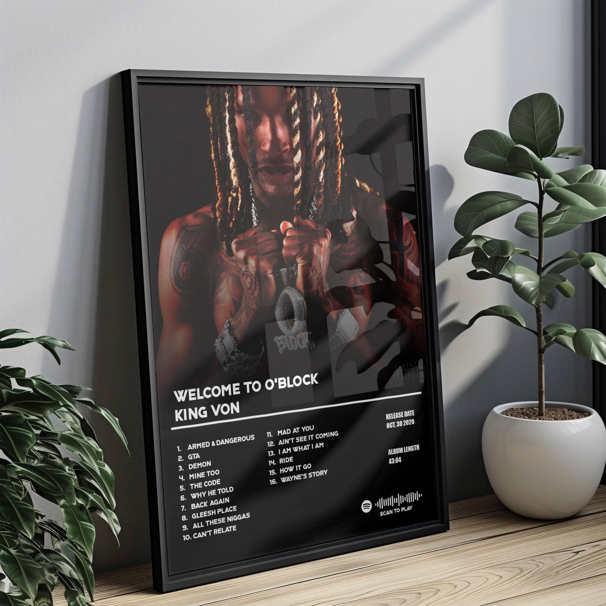 Welcome to O'block King Von Album Cover Poster Music Wall Art ...