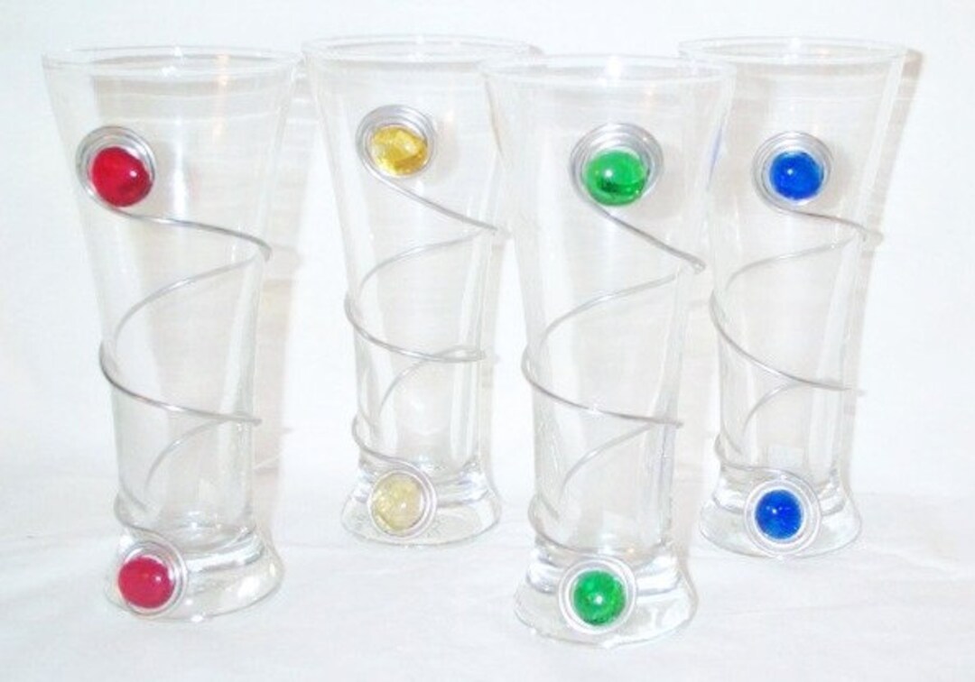 FUN and Functional Set of 4 Glass Pilsner Glasses Wrapped With - Etsy