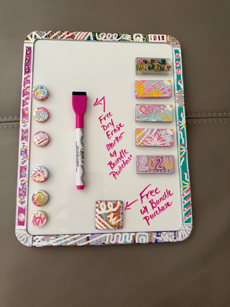 NYE + 2026 Magnets Keepsake Grafitti Style Bougie Art Dry Erase Board ...