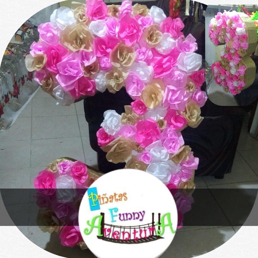 Flower Piñata, for Birthday Party, 3rd Birthday Party, Number Piñata ...