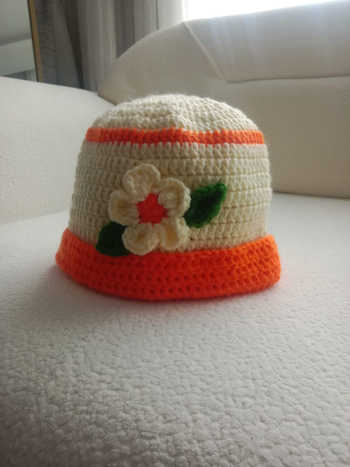 Handmade Crochet Green Bucket Hat With Orange and Carrot Accents ...