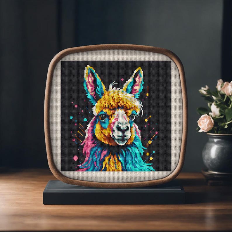Alpaca, Black Paint Cross Stitch Pattern, Instant Download PDF. Animal ...