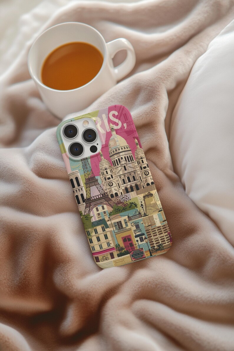 Paris Landmarks Collage Tough Cases, Eiffel Tower & Sacre-cour Basilica Design, Modern Abstract ...