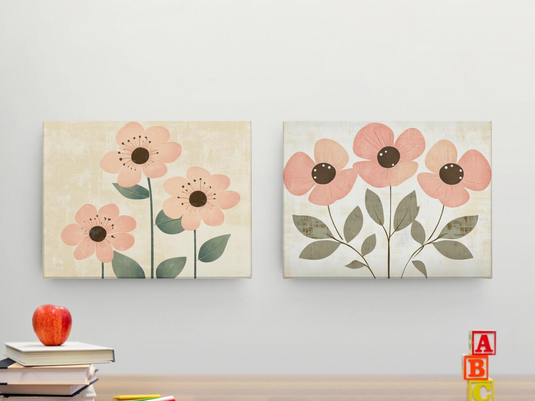 Elegant Boho Floral Print Set of 2, Earthy Floral Printable, Rustic ...