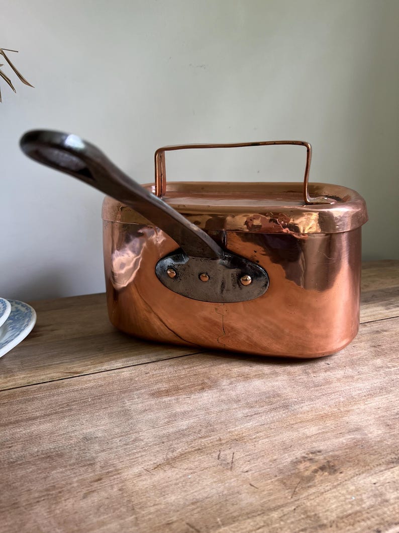 Dovetailed Antique Copper Braising Pot With Lid & Handle - Etsy