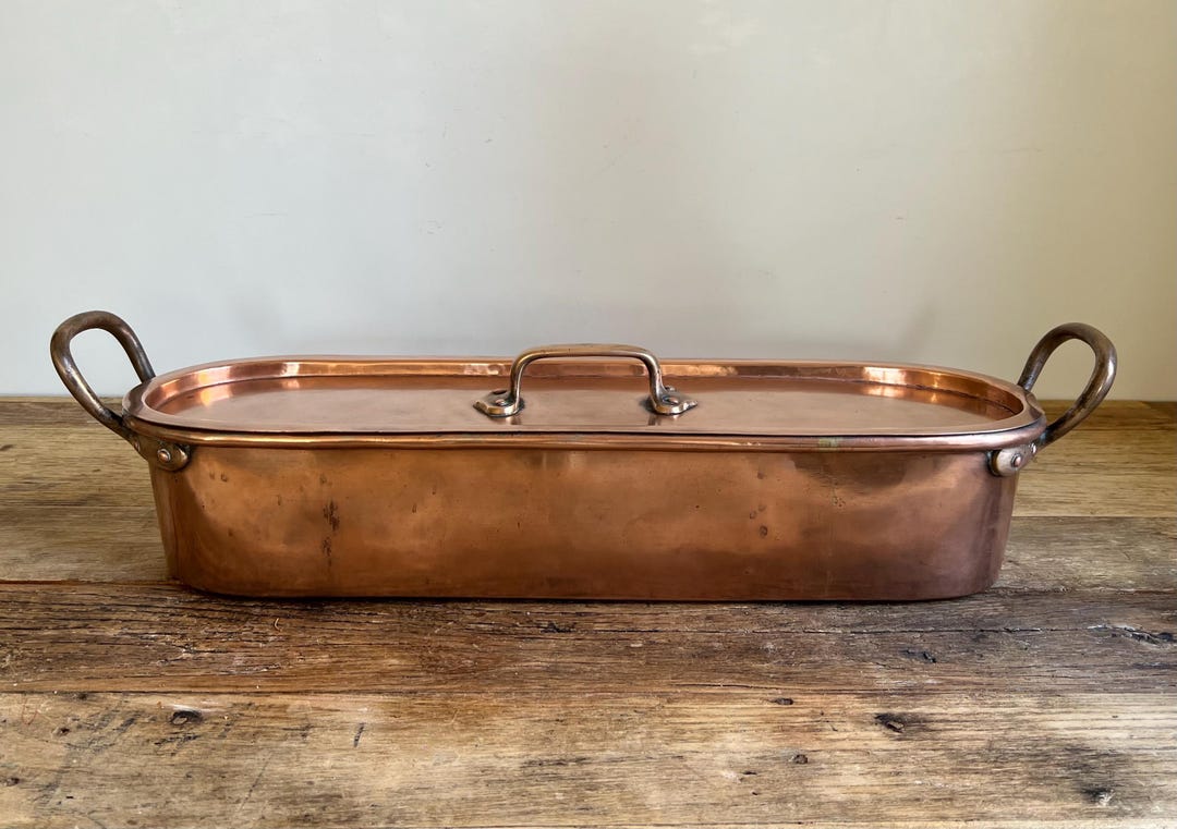Large Antique Copper Fish Kettle Poacher With Lid & Insert - Etsy
