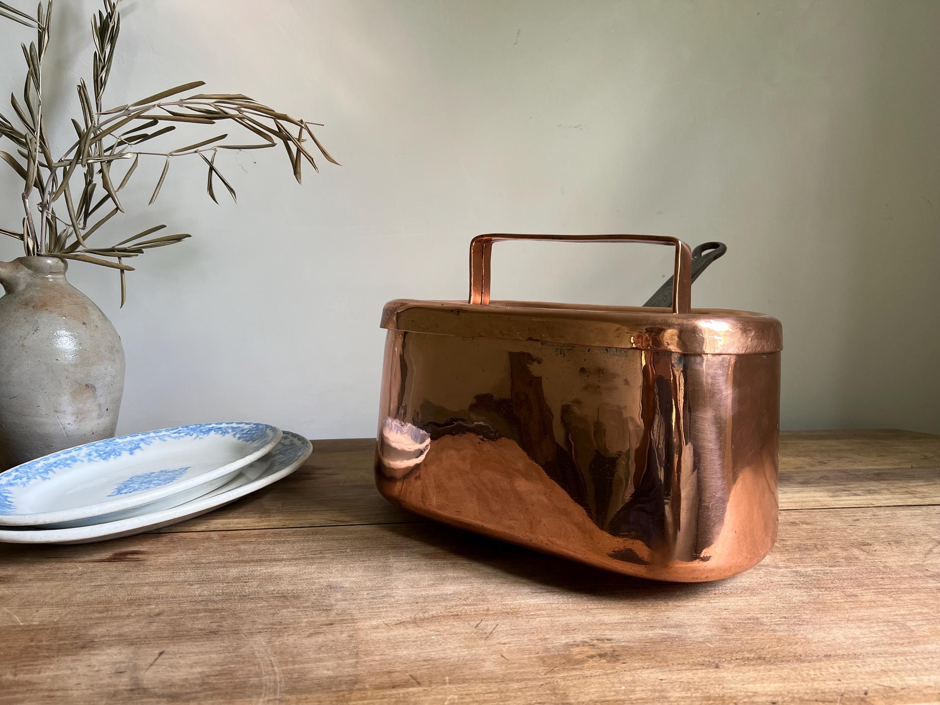 Dovetailed Antique Copper Braising Pot With Lid & Handle - Etsy